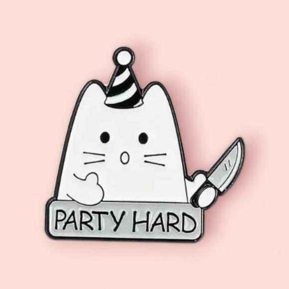 Jewelry | New Party Hard Stabby Cat Kawaii Cute Enamel Pin | Poshmark